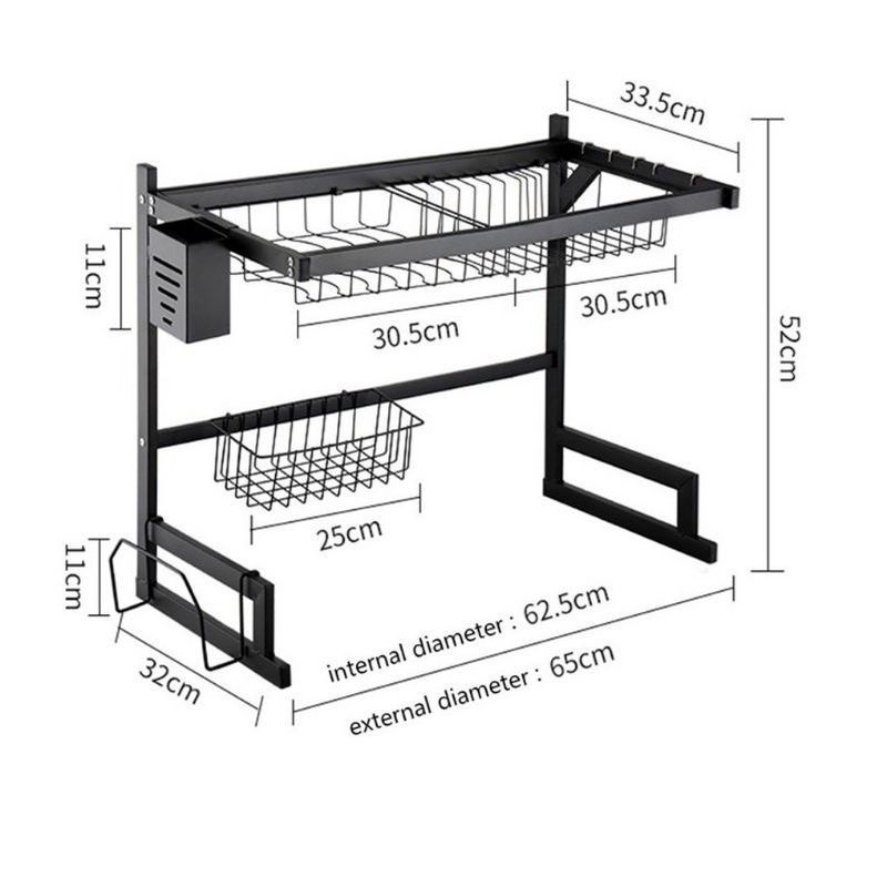 Jual RAK PIRING WASTAFEL BESAR / RAK PIRING STAINLESS HITAM JUMBO ...