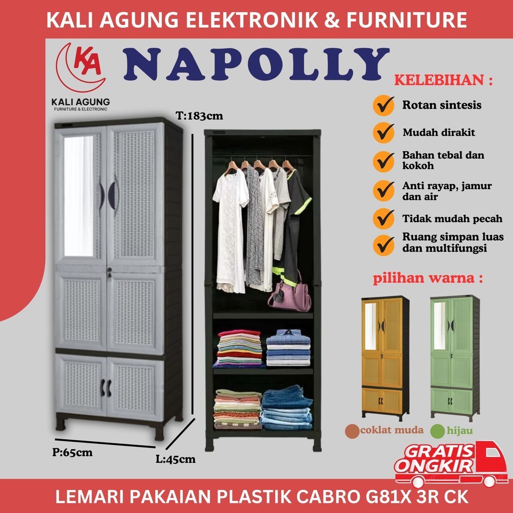 Jual LEMARI PAKAIAN / LEMARI PLASTIK NAPOLLY / NAPOLI / NAPOLY / CABRO ...