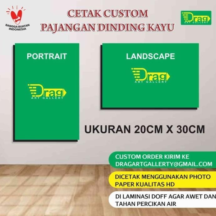 Jual Cetak Custom Poster Kayu Pajangan Dinding Frame Blok 20cm x 30cm ...
