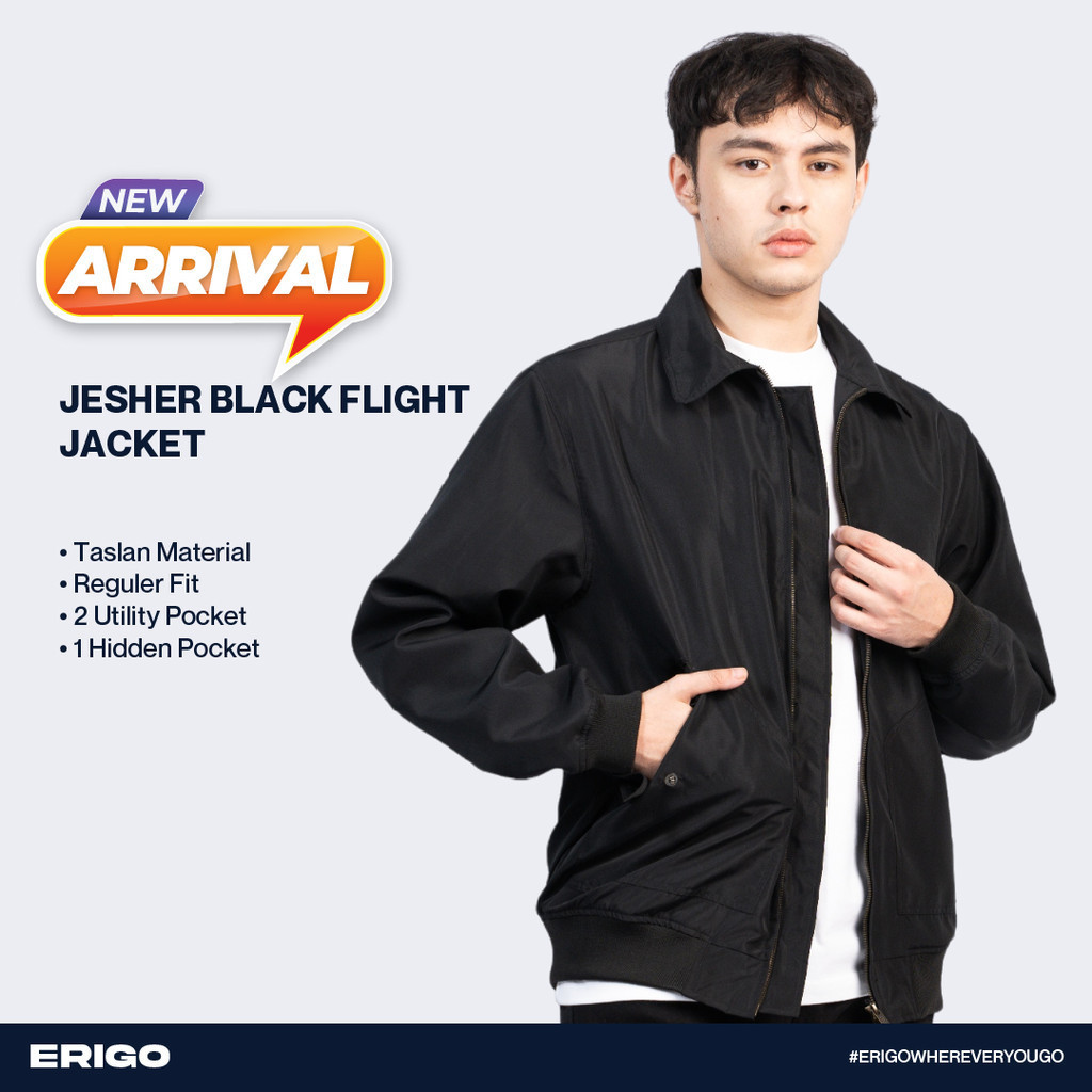 Jual Erigo Flight Jacket Jesher Black Unisex | Shopee Indonesia