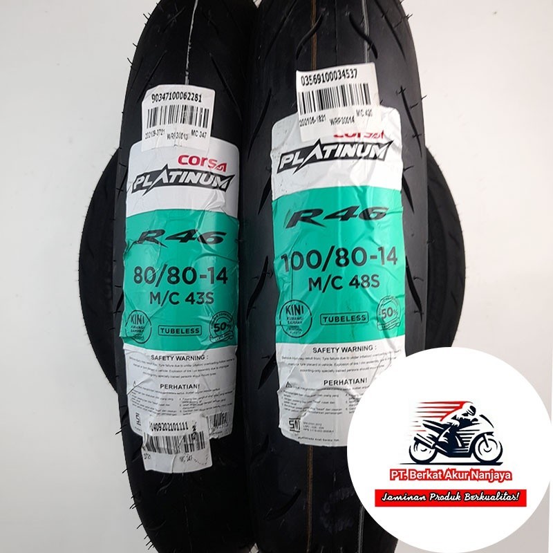 Jual Corsa Platinum R46 80/80 & 100/80-14 Sepasang Ban Matic Soft ...