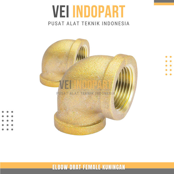 Jual Nepel Elbow Drat Female / Knee Drat Dalam Kuningan - 1/2 Inch | Shopee Indonesia
