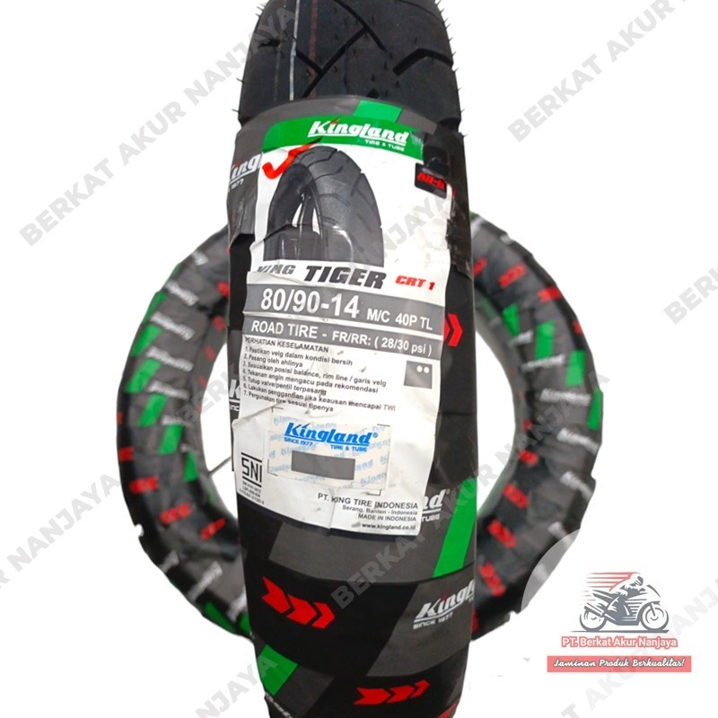 Jual Ban Motor Tubeless Kingland Tiger CRT 80/90-14 CRT 001 Free Pentil ...