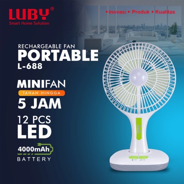 Jual Produk Kipas angin baterai + lampu emergency LED / LUBY 688 ...