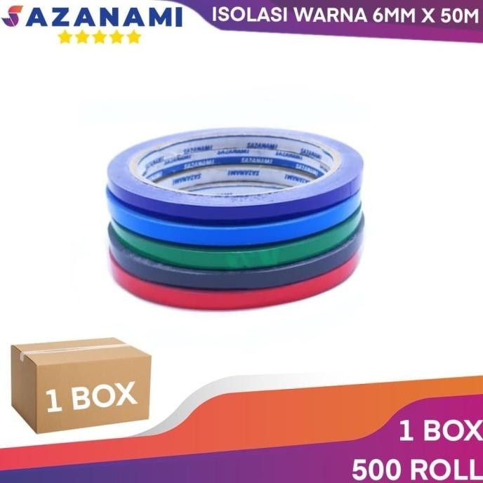 Jual Update 1 BOX : 500 ROLL ISOLASI WARNA WARNI 6MM X 50M SAZANAMI ...