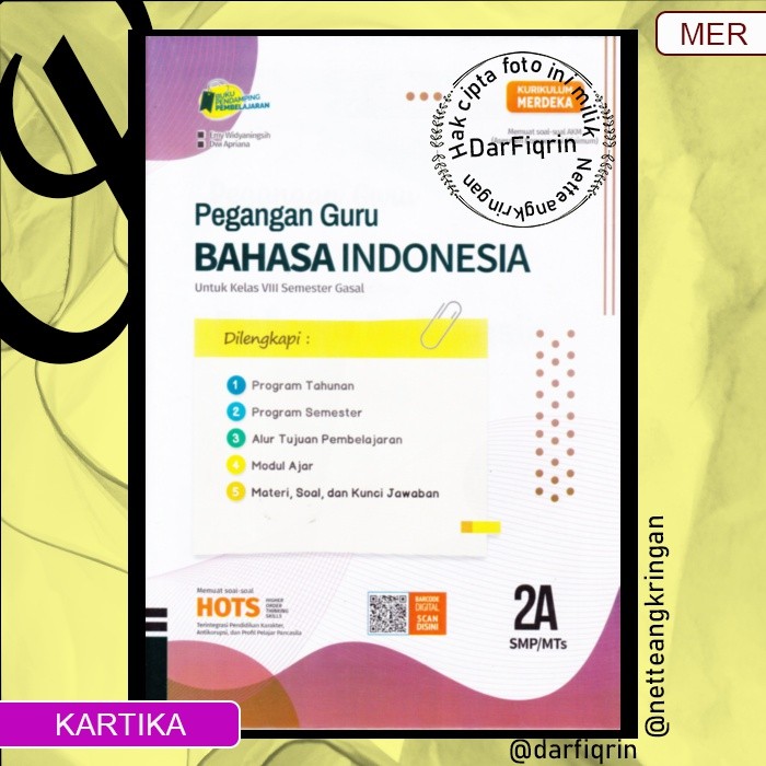 Jual Pegangan Guru Bahasa Indonesia Kelas 8 Semester 1-SMP/MTs KURMER Kurikulum Merdeka-Kartika ...