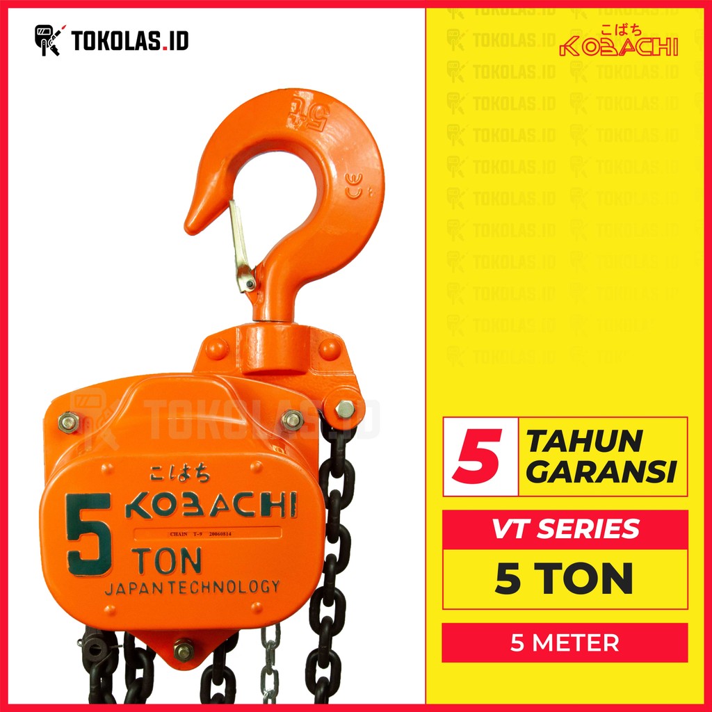 Jual Kobachi Chain Block Takel Katrol Manual VT Jepang Japan Tech 5 Ton ...