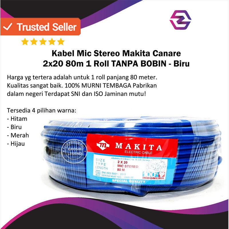 Jual KABEL MIC ST MAKITA TIPE CANARE 2 X 20 80M BIRU TANPA BOBIN | Shopee Indonesia