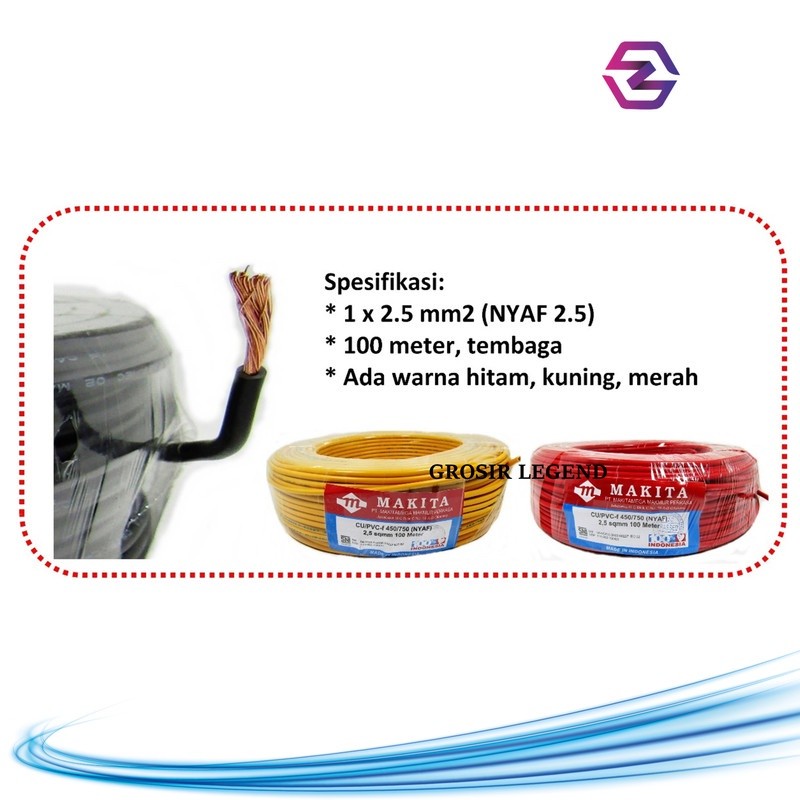 Jual Kabel NYAF serabut 1x2.5 mm 100 meter Makita merah | Shopee Indonesia