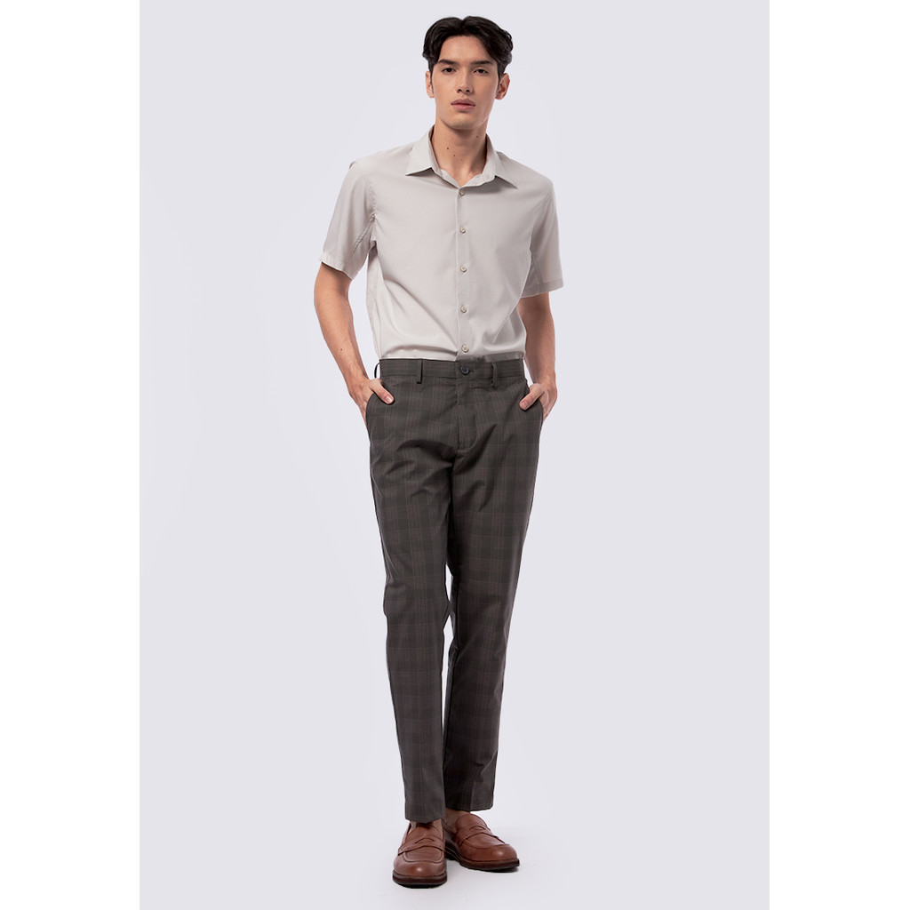 Jual Executive Slim Fit Check Pants Grey | Shopee Indonesia