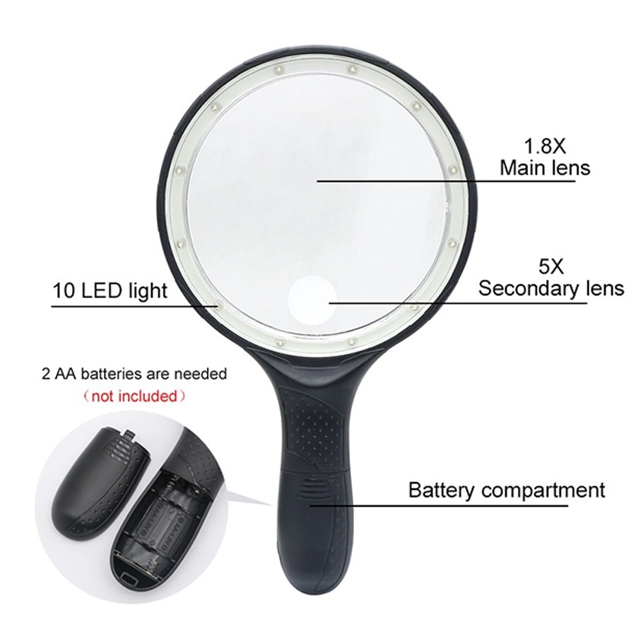 Jual Kaca Pembesar LED AB65 MP / Lampu Lup Lensa Magnifier Handheld ...