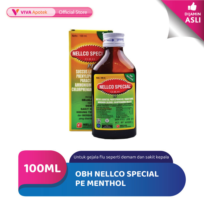 Jual Obh Nellco Special Pe Menthol untuk Flu dan Batuk (100 ml ...