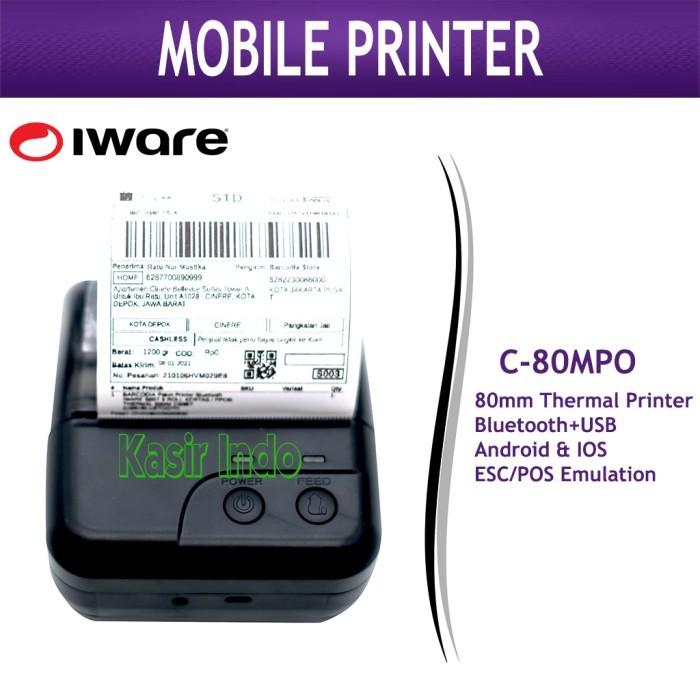 Jual MOBILE PRINTER PORTABLE BLUETOOTH THERMAL IWARE C-80MPO 80MM ...