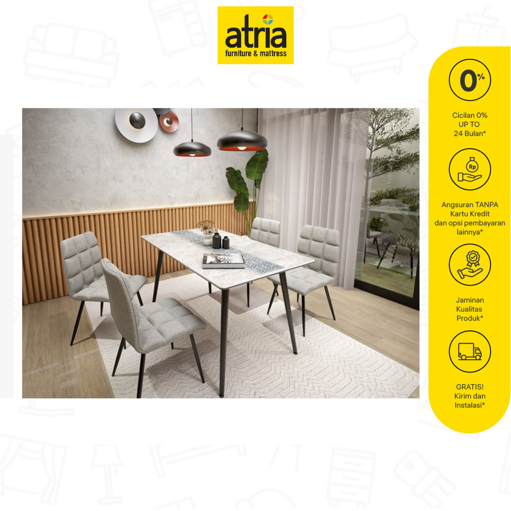 Jual Atria Meja Makan Set Abu-Abu Sano Dining Table Sania Dining Chair ...