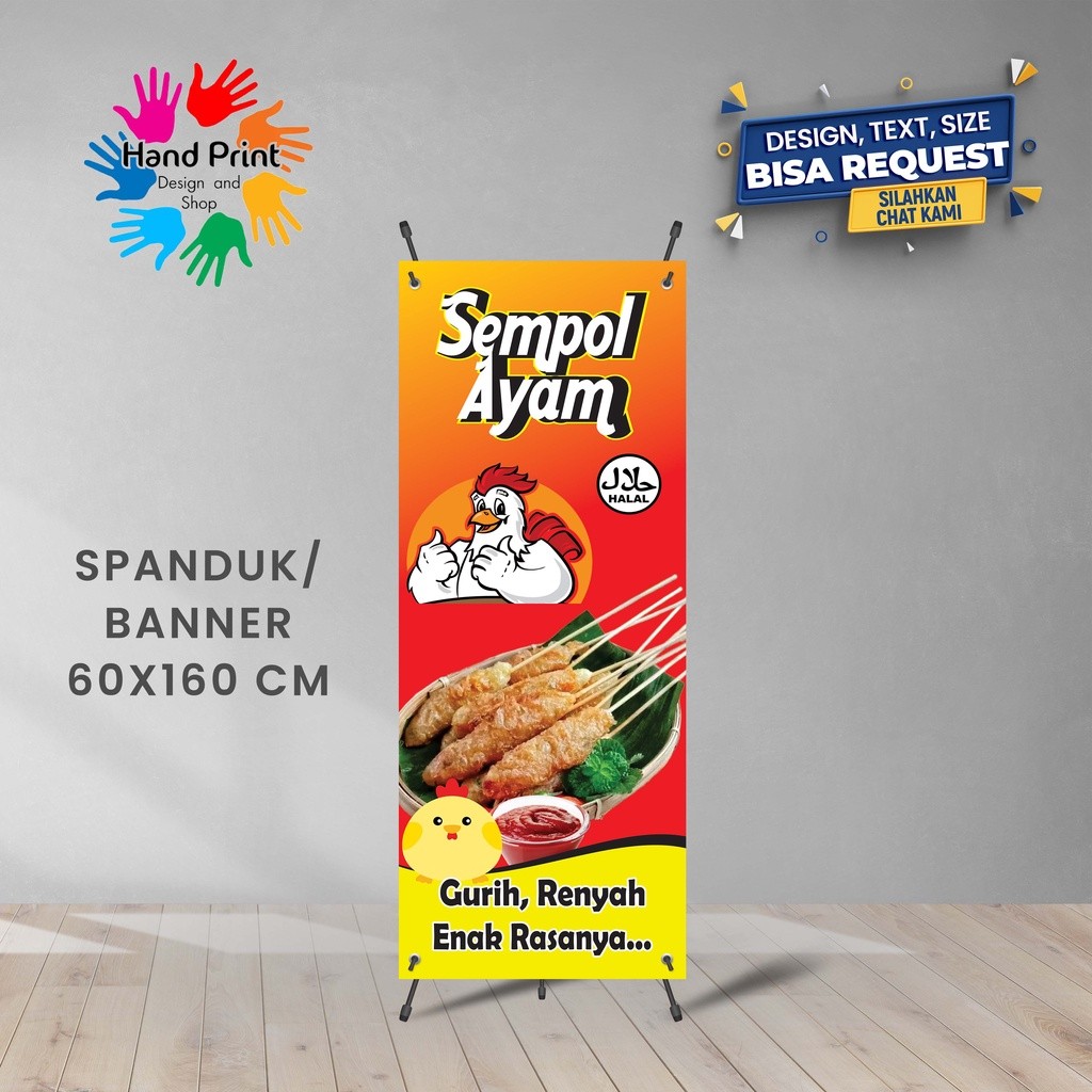 Jual Spanduk Banner Sempol Ayam Makanan Warna Oren Ukuran 60x160 Cm ...