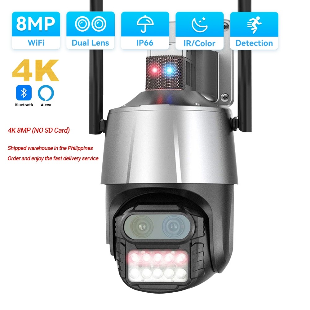Jual Hamrol 4K 8MP 8X Zoom Lensa Ganda Kamera Wifi PTZ Lampu Peringatan ...