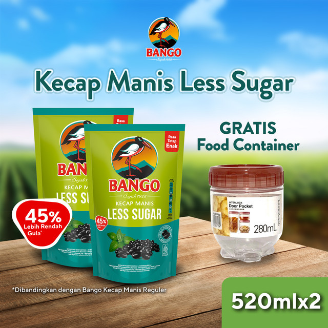 Jual Beli 2 Bango Less Sugar 520ml GRATIS Food Container | Shopee Indonesia