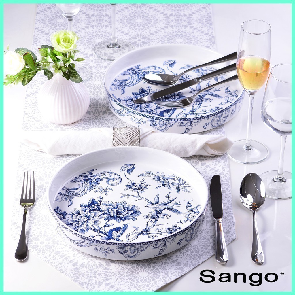 Jual SANGO Set Piring Makan Stackable Keramik Adelaide Blue (Isi 2 ...