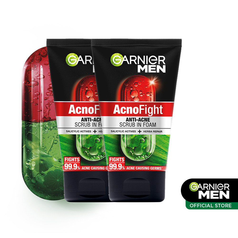 Jual [PAKET HEMAT ISI 2] GARNIER Men Facial Wash Acno Fight Anti-Acne Scrub In Foam Skin Care ...