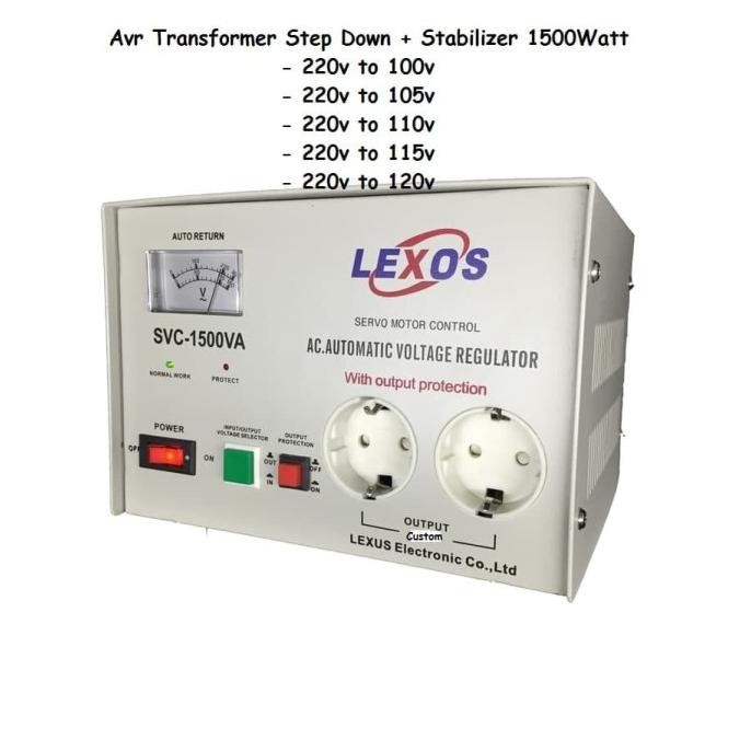 Jual Avr Transformer Step down + Stabilizer 1500 Va 220v ke 100v 110v ...