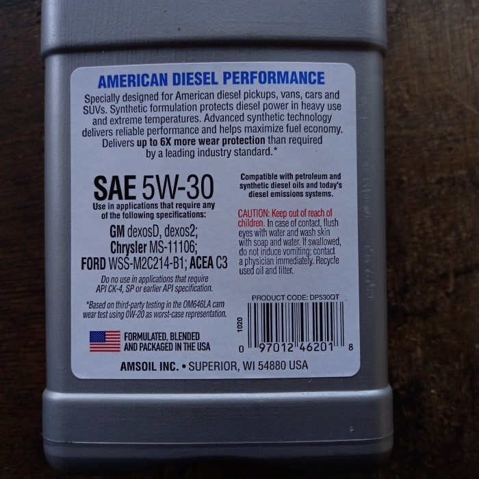 Jual AMSOIL 5W30 DIESEL OIL ORIGINAL EQUIPMENT DEXOS DIESEL | Shopee ...