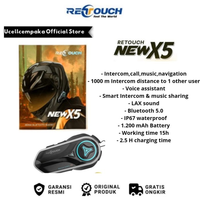 Jual Intercom Retouch Helm X5 Bluetooth Headset - Bukan E1 R8 | Shopee Indonesia