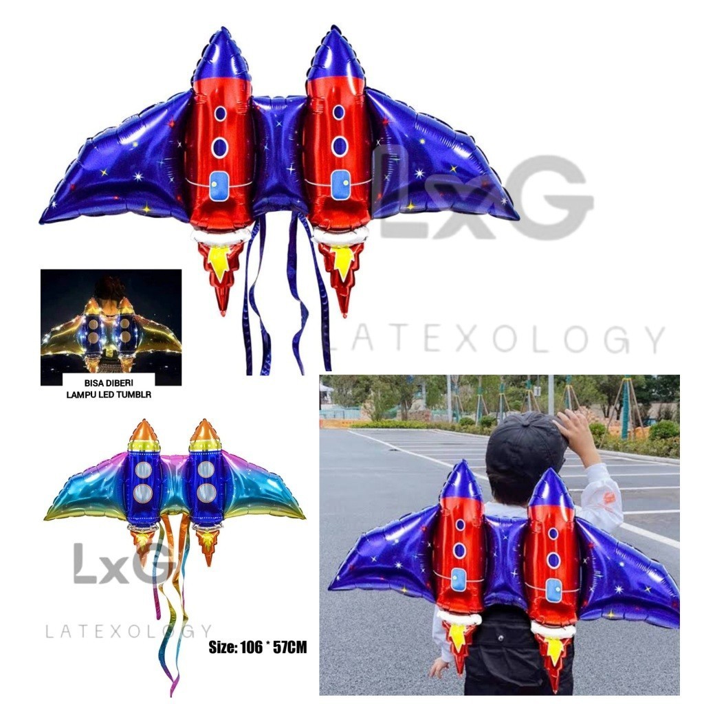 Jual Balon Foil Roket Sayap. Tema Astronot. | Shopee Indonesia