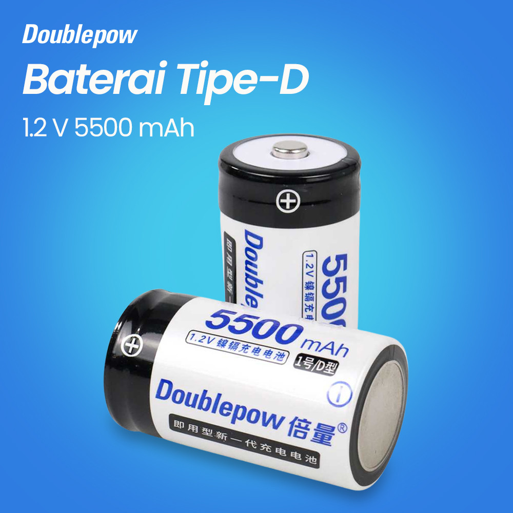 Jual Baterai Rechargeable D Ni-CD 1.2V 5500mAh 2 PCS - Putih | Baterai ...