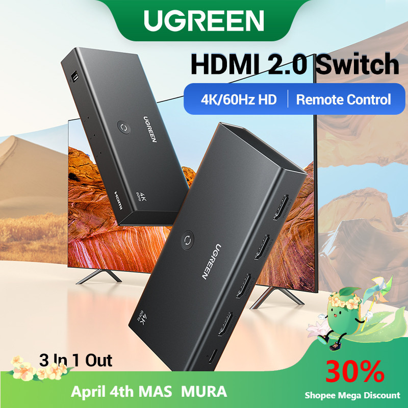 Jual UGREEN HDMI 2.0 Switch 4K60HZ HDR 3 IN 1 OUT HDMI Splitter ...