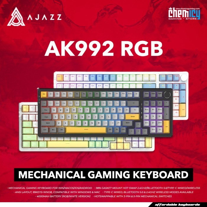 Jual TERBARU!! Ajazz AK992 / AK 992 RGB Wireless Mechanical Gaming ...