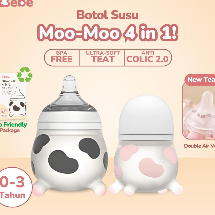 Jual Ibebe Dot Bayi Silicon Motif Sapi Pd Mummy Leher Lebar Bpa Free Botol Susu Moomoonew Bon ...