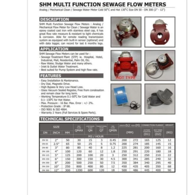 Jual Flow Meter Shm Air Limbah / Kotor / Meteran Air 3" Inch Air Dingin ...