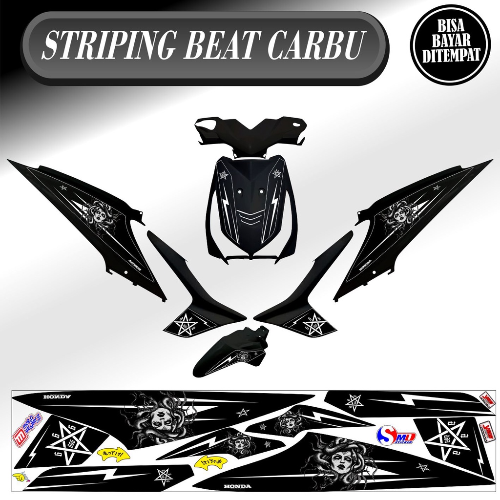 Jual STRIPING VARIASI HONDA BEAT CARBU STICKER MEDUSA | Shopee Indonesia