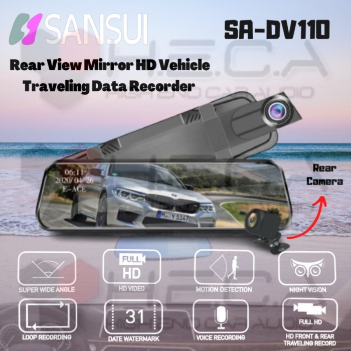 Jual Spion Kamera DVR Sansui Depan Belakang / DVR Sansui Spion SA-DV110 star | Shopee Indonesia