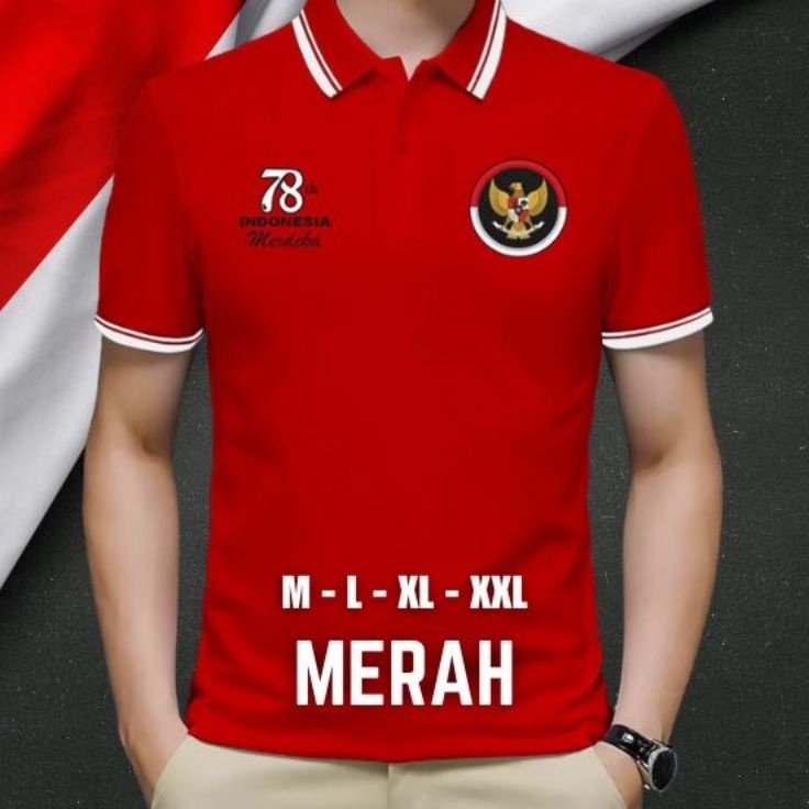 Jual Star sellerIi7I2 Kaos Kerah Distro Kemerdekaan HUT RI 2023 78th kaus Polo Dewasa/anak ...