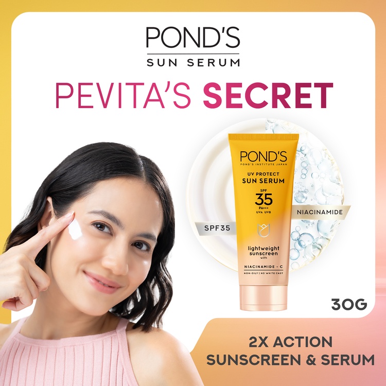 Jual Pond's UV Protect Sun Serum SPF35 PA+++ UVA UVB Lightweight Sunscreen with Niacinamid-C 30g ...