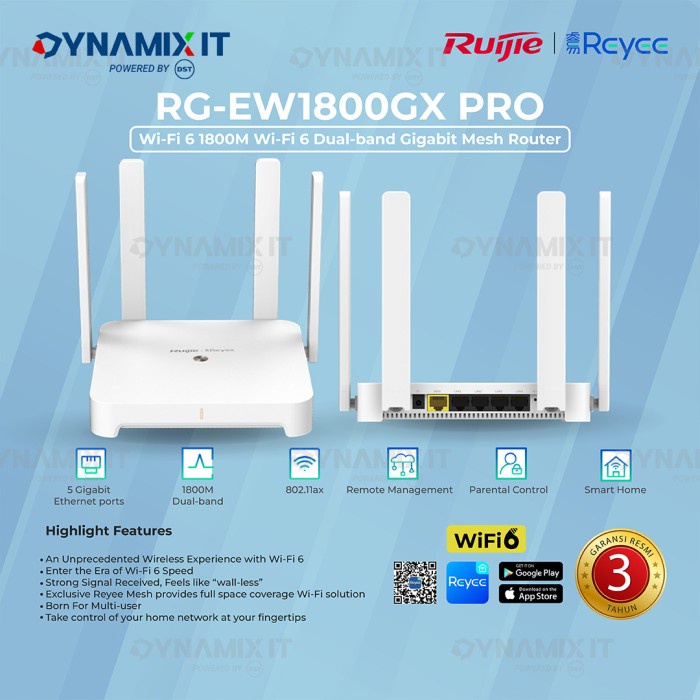 Jual RUIJIE Reyee RG-EW1800GX PRO Wi-Fi 6 Dual-Band Gigabit Mesh Router ...
