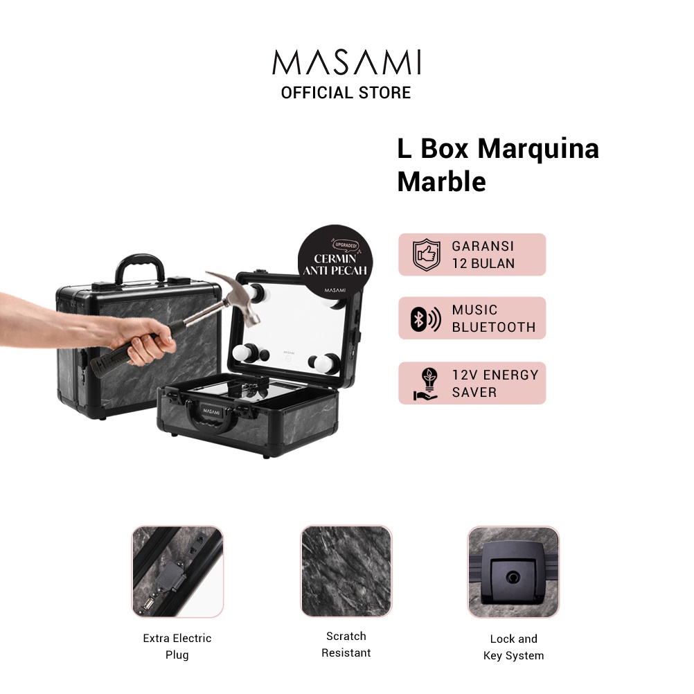 Jual Masami Marquina Marble L Box Full Mirror Basic Bulb | Shopee Indonesia