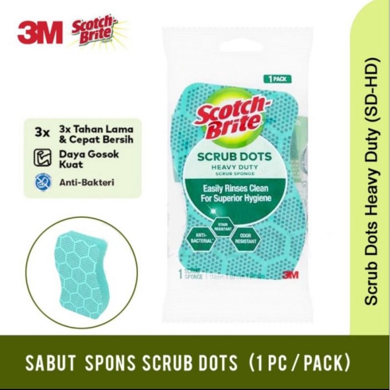 Jual Scotch brite 3M sabut spons scrub dots daya gosok kuat HD1 ...