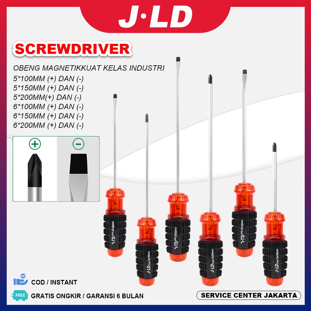 Jual JLD Obeng Plus Gagang Karet Rubber Handle Screwdriver Obeng ...