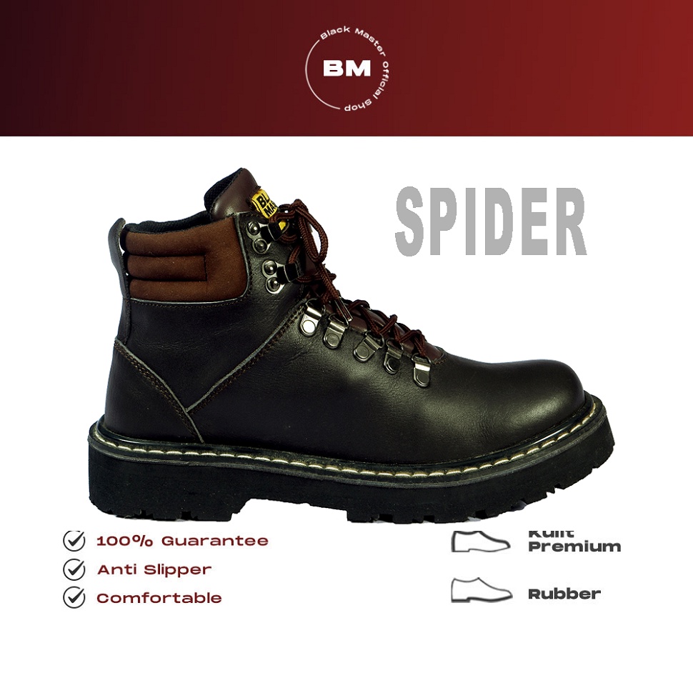 Jual BLACK MASTER Sepatu Boots Rockers Underground Pria Spider | Shopee ...