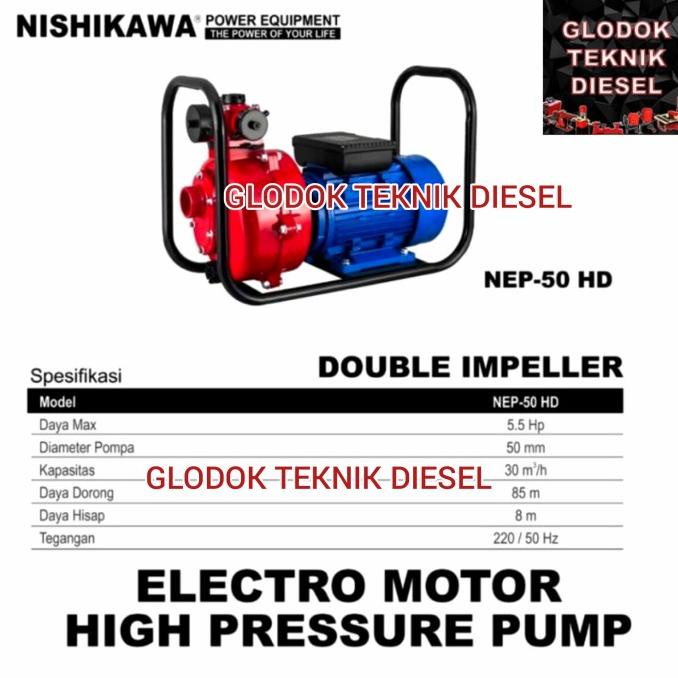 Jual Pompa Air Alkon Listrik 2 Inch Nishikawa Nep 50 Hd Double Impeller ...