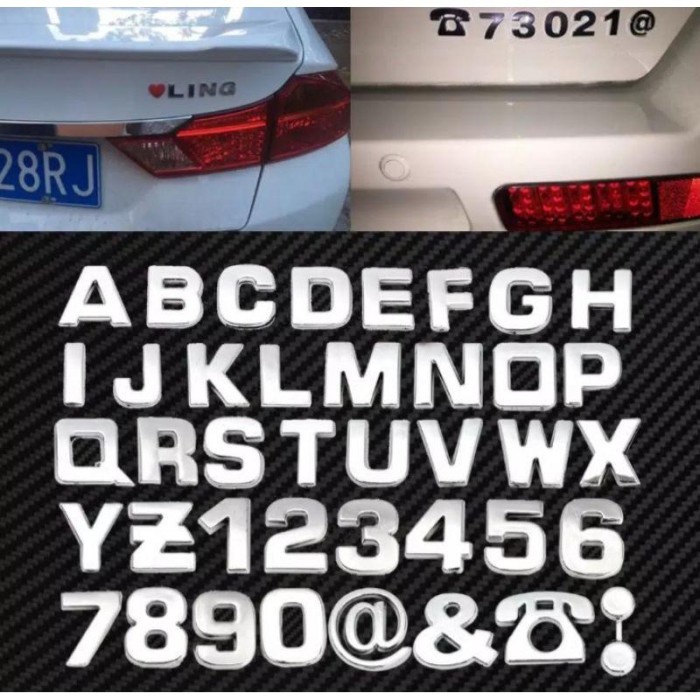 Jual tempelan sticker emblem mobil tulisan abjad huruf angka kualitas ...