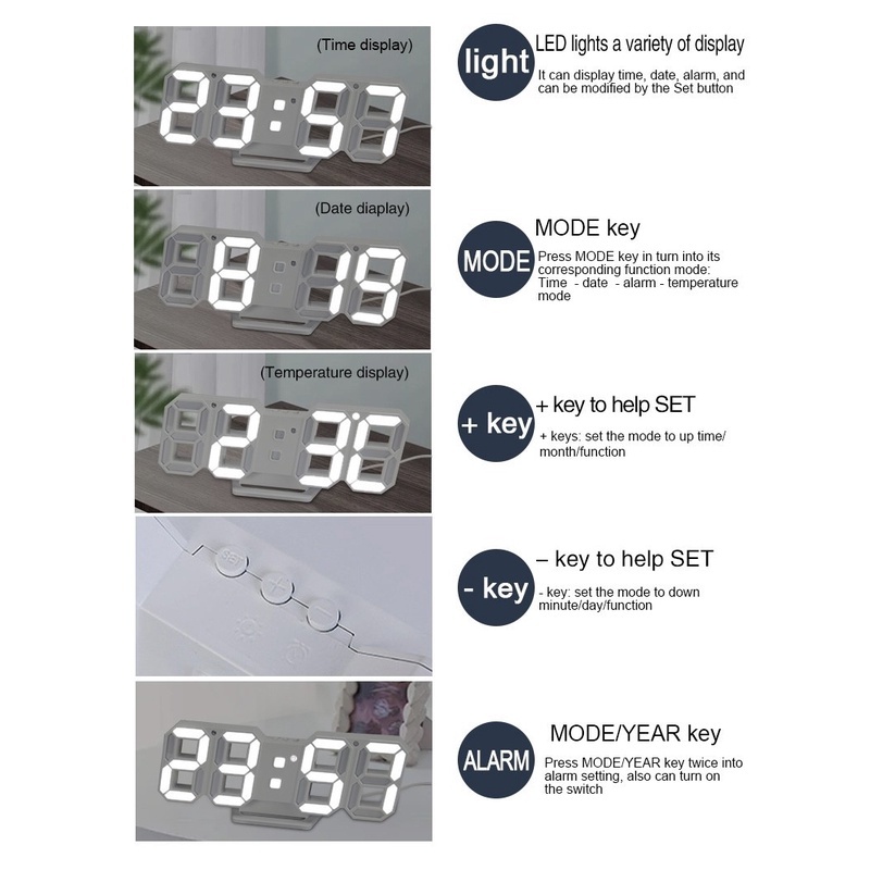 Jual Jam Dinding Digital Led/Jam Meja-Alarm-Suhu/Jam 3D Besar Ern ...