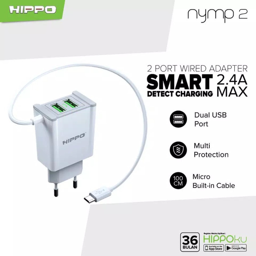 Jual Hippo Adapter NYMP 2 | 2.4A SDC USB Adapter Kepala Casan Colokan ...