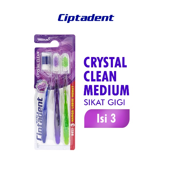 Jual Ciptadent Sikat Gigi Crystal Clean Medium Kotak Isi 3 Pcs | Shopee ...