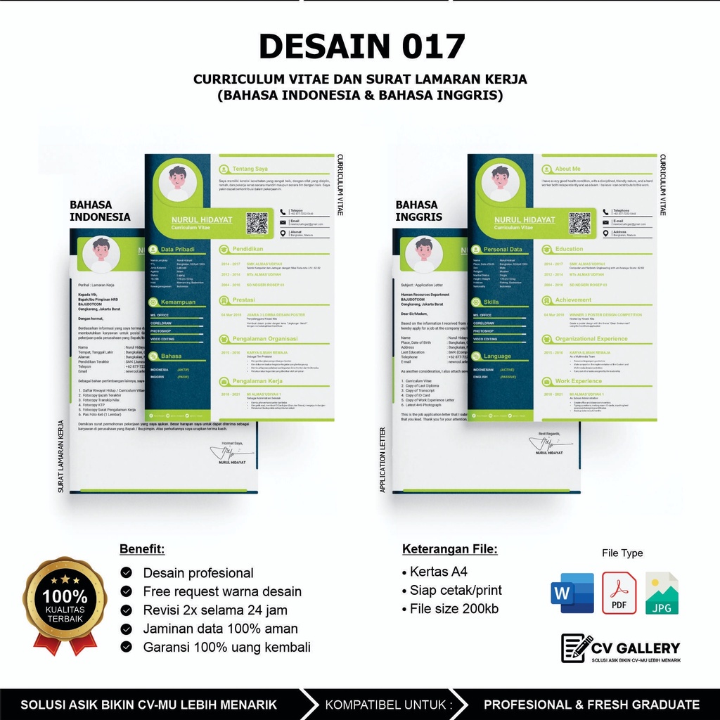 Jual DESAIN PROFESIONAL CV DAN SURAT LAMARAN KERJA (DESAIN 017) | Shopee Indonesia