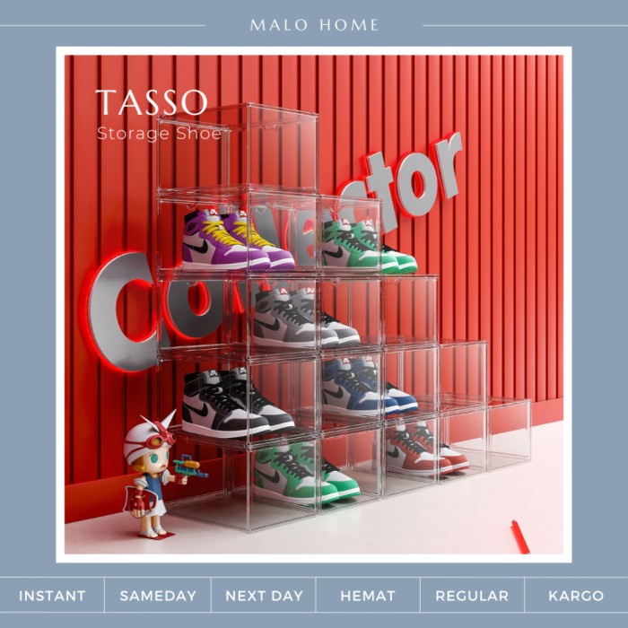 Jual Tasso Shoe Box Full Arcylic Cleat Transparent Kotak Sepatu Akrilik ...