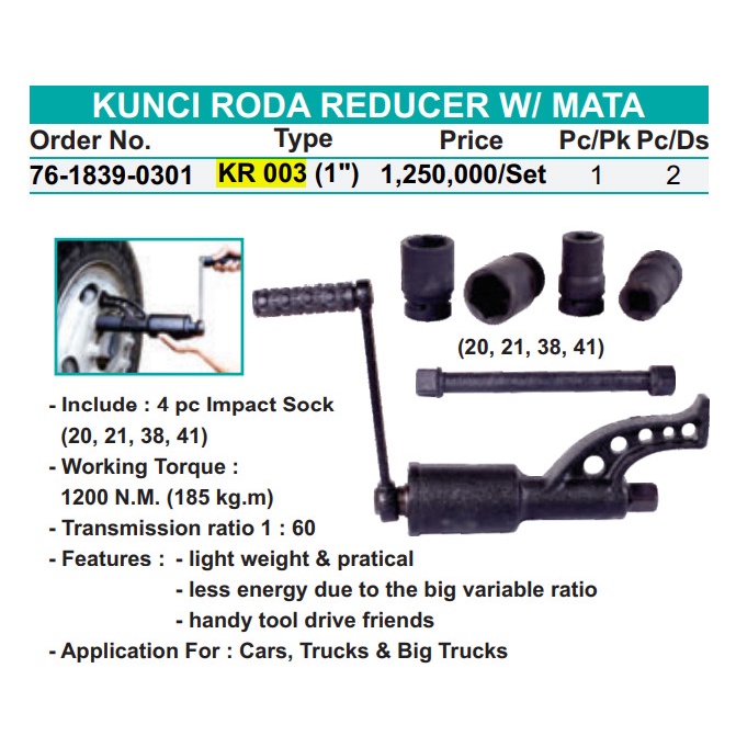 Jual Kunci Roda Torsi Truk WIPRO KR 003 Pembuka Baut Ban KR003 Mobil ...