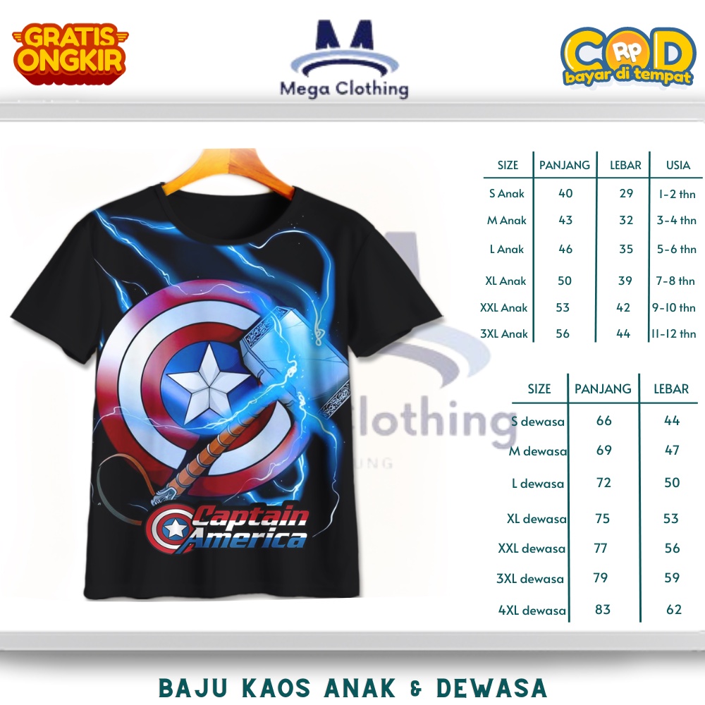 Jual Kaos Superhero Captain America v7 Anak & Dewasa | Baju Couple Anak ...